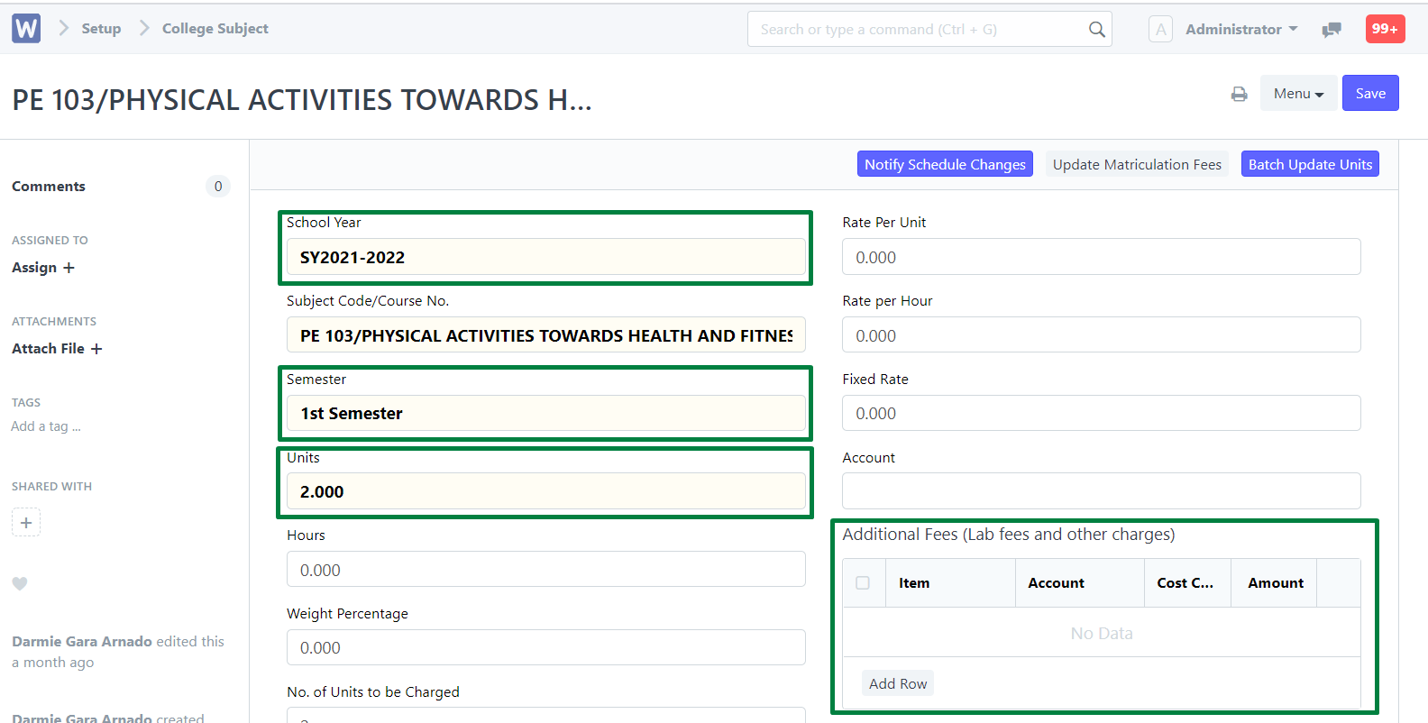 Subject Name List and College Subject List