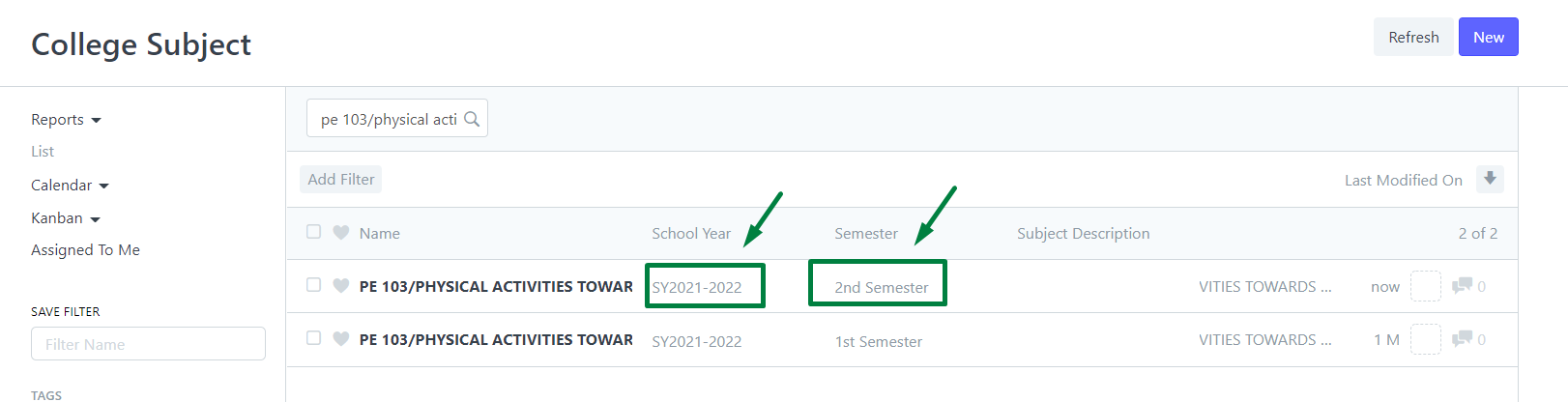 Subject Name List and College Subject List