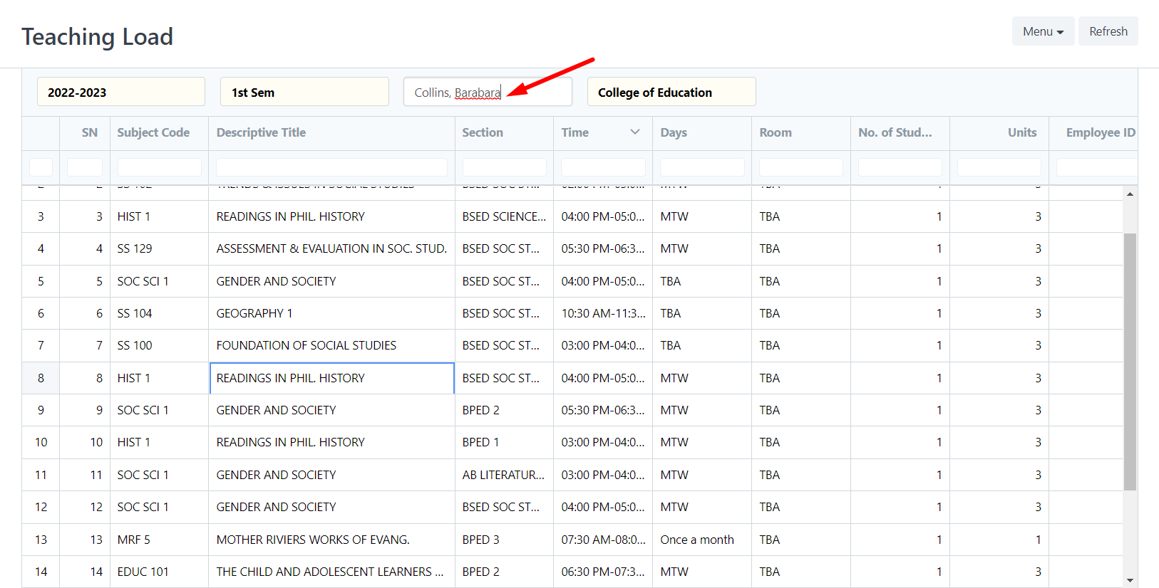 Generate Teaching Load