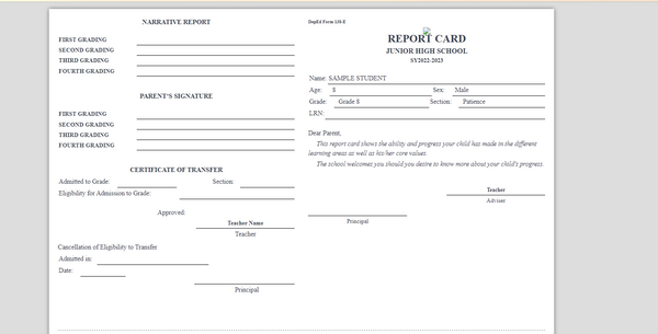 School Form 9 (SF-9)